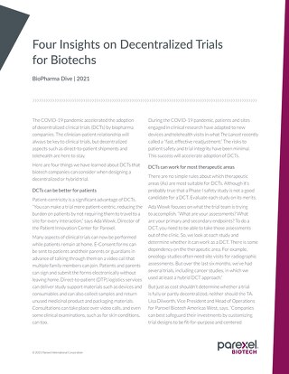 4 Insights on decentralized trials for biotechs | Parexel